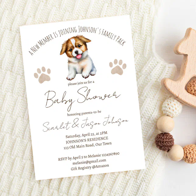 Puppy dog themed baby shower template | Zazzle