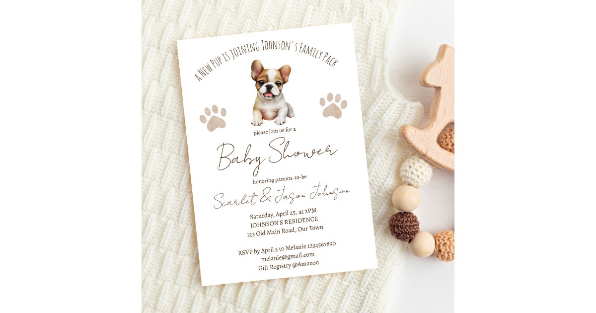 Puppy dog themed baby shower template | Zazzle