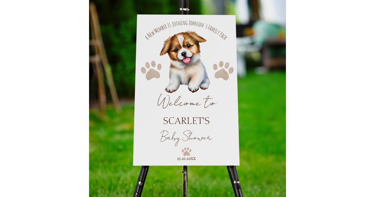 Puppy dog themed baby shower welcome sign | Zazzle