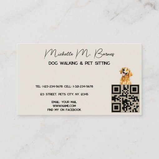 Puppy Dog Walker Sitter QR Code Modern Business Card | Zazzle