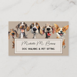 Puppy Dog Walker Sitter QR Code Modern Business Card | Zazzle