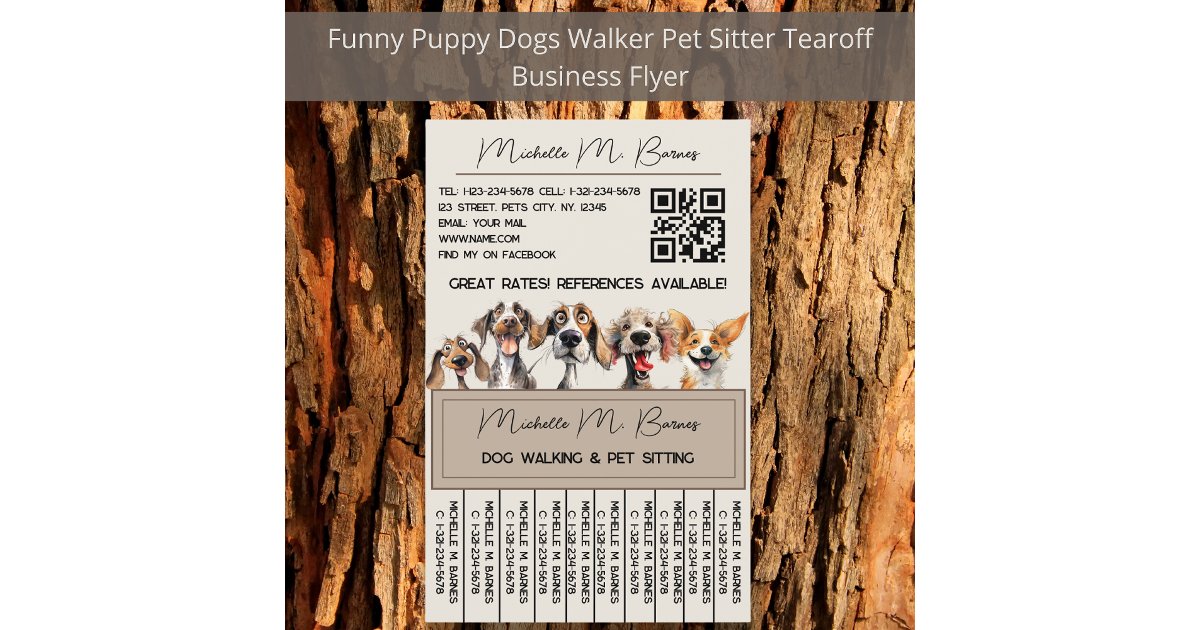 Puppy Dog Walker Sitter QR Code Modern Tearoff | Zazzle