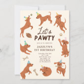 Puppy Let's Pawty Birthday Party Invitation | Zazzle