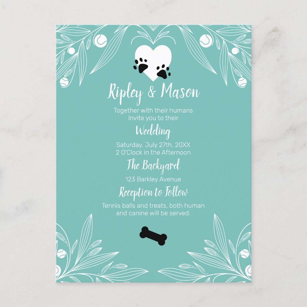 Puppy Love Dog Wedding Invitation Postcard | Zazzle