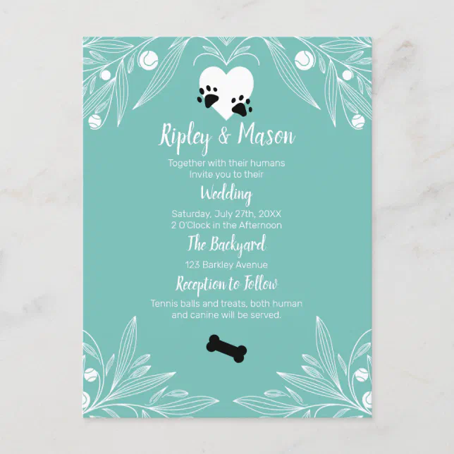 Puppy Love Dog Wedding Invitation Postcard | Zazzle