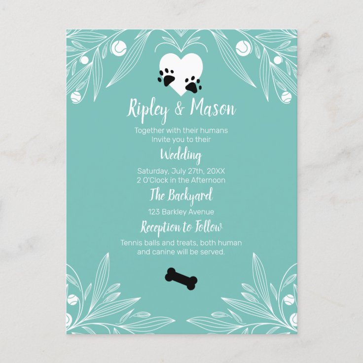 Puppy Love Dog Wedding Invitation Postcard | Zazzle