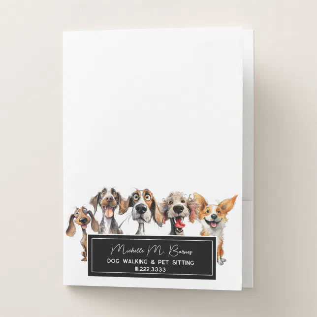 Puppy Modern Dog Walking Sitting Black White Pocket Folder | Zazzle