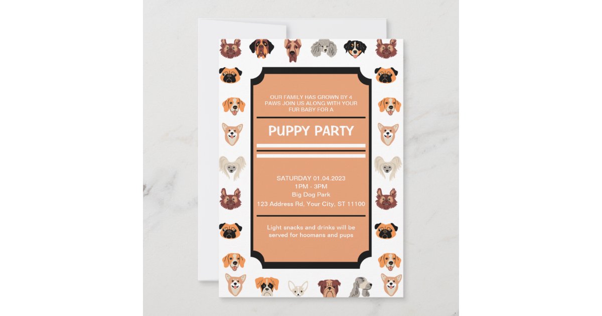 Puppy Party, New Puppy Party, Dog Birthday Invitation | Zazzle