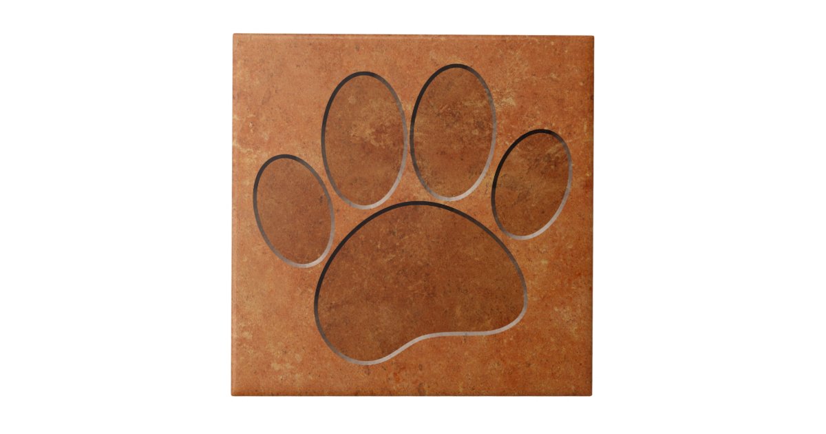 Puppy Paw Faux Terracotta Print Ceramic Tile | Zazzle