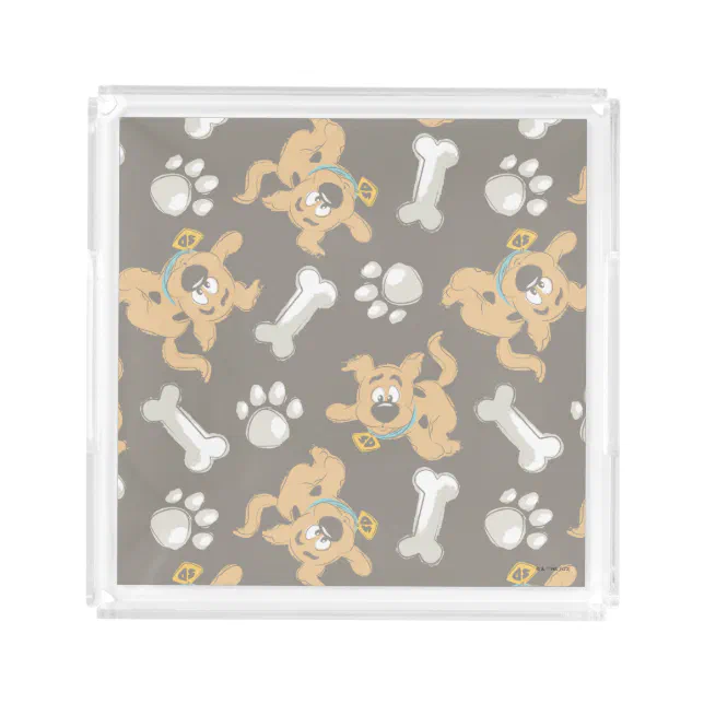 Puppy Scooby-Doo Bone & Paw Print Pattern Acrylic Tray | Zazzle