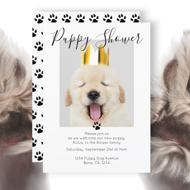 Puppy Shower Cute Personalized Dog Adoption Invitation | Zazzle