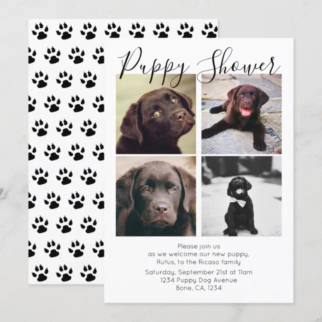Puppy Shower Cute Personalized Dog Adoption Invitation | Zazzle