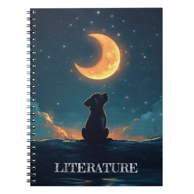 Puppy Under Starry Night Sky Literature Notebook | Zazzle