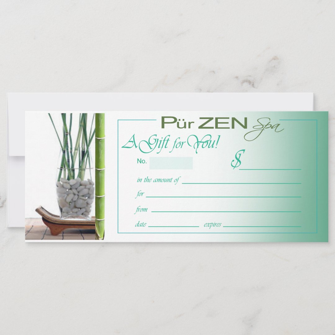 Pur Zen (aqua) Gift Certificate | Zazzle