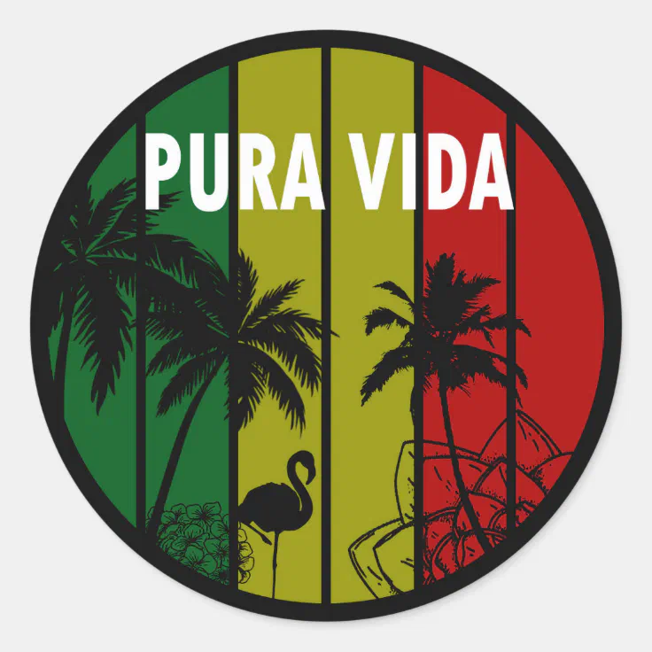 Pura vida classic round sticker | Zazzle