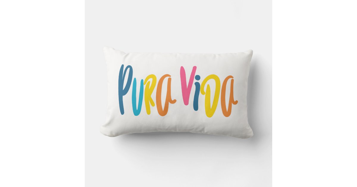 Pura Vida Colorful Letters Costa Rica Lumbar Pillow | Zazzle