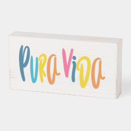 Pura Vida Colorful Letters Costa Rica Wooden Box Sign | Zazzle