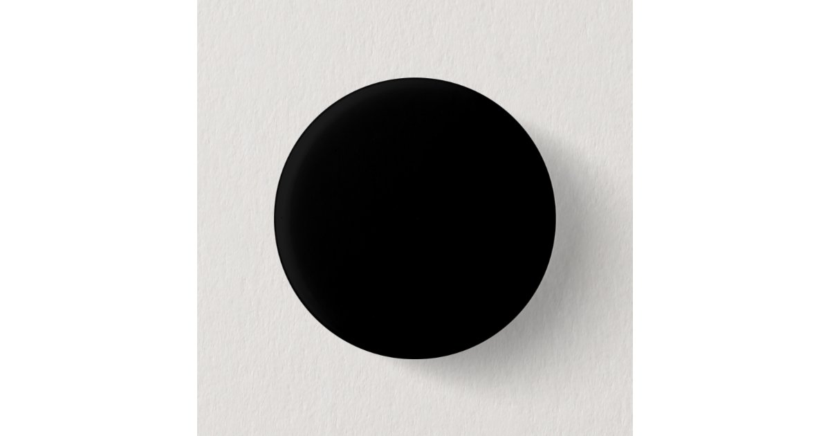 Pure Black Solid Color Button | Zazzle
