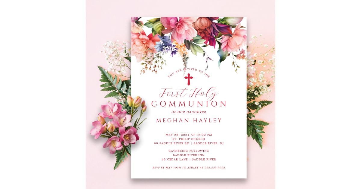 Pure Elegance Girls First Communion Invitation | Zazzle