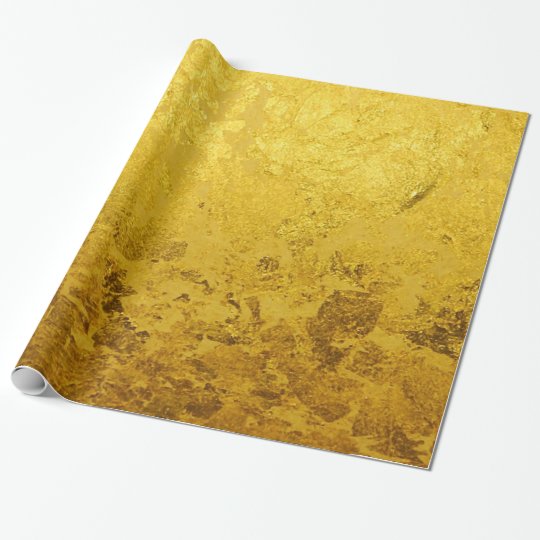 PURE GOLD LEAF Pattern + your text / photo Wrapping Paper | Zazzle.com