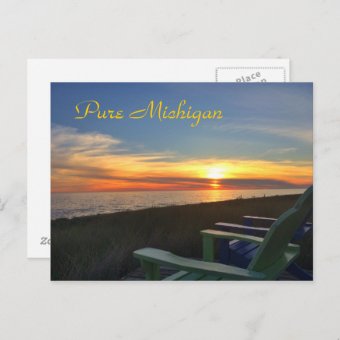 Pure Michigan Sunset Beach Postcard | Zazzle