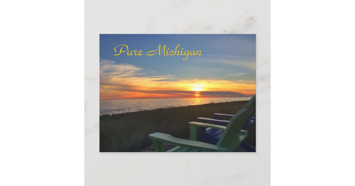 Pure Michigan Sunset Beach Postcard | Zazzle