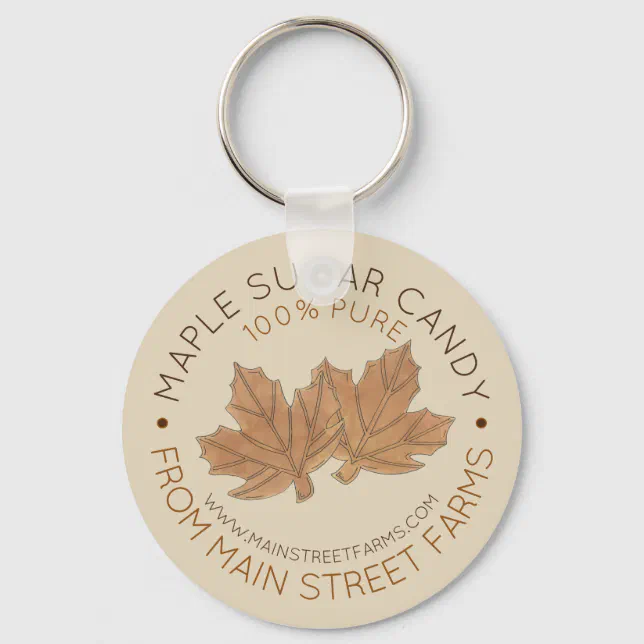 Pure Organic Maple Sugar Syrup Candy Leaf Leaves Keychain | Zazzle