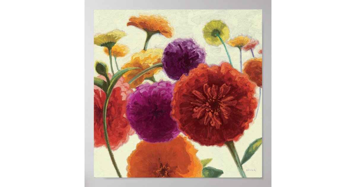 Pure Palette Zinnias Poster | Zazzle