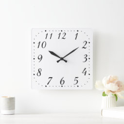 Pure White Square Clock | Zazzle