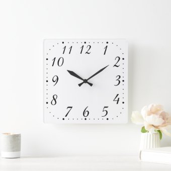 Pure White Square Clock | Zazzle