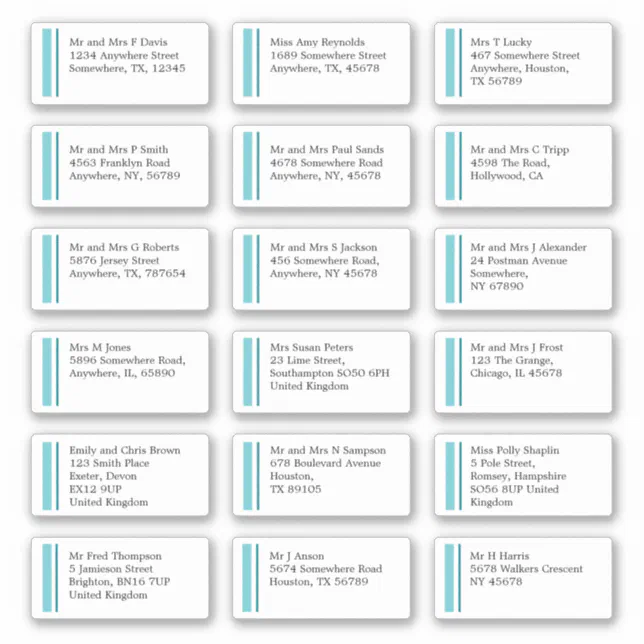 Purist Blue Line Individual Name Address Shipping Sticker | Zazzle