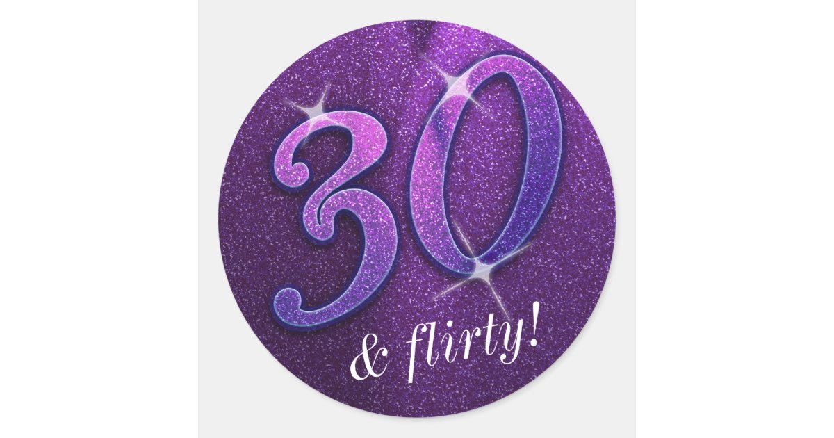 Purple 30 and Flirty Birthday Stickers | Zazzle