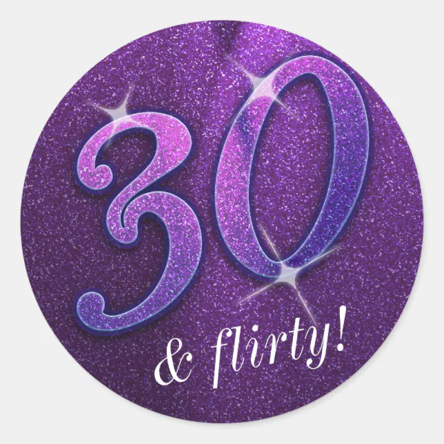 Purple 30 and Flirty Birthday Stickers | Zazzle