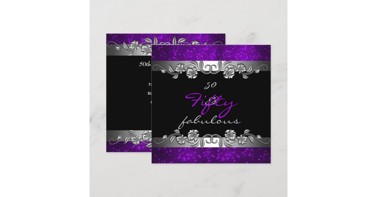 Purple 50 & Fabulous 50th Birthday Party Invitation | Zazzle