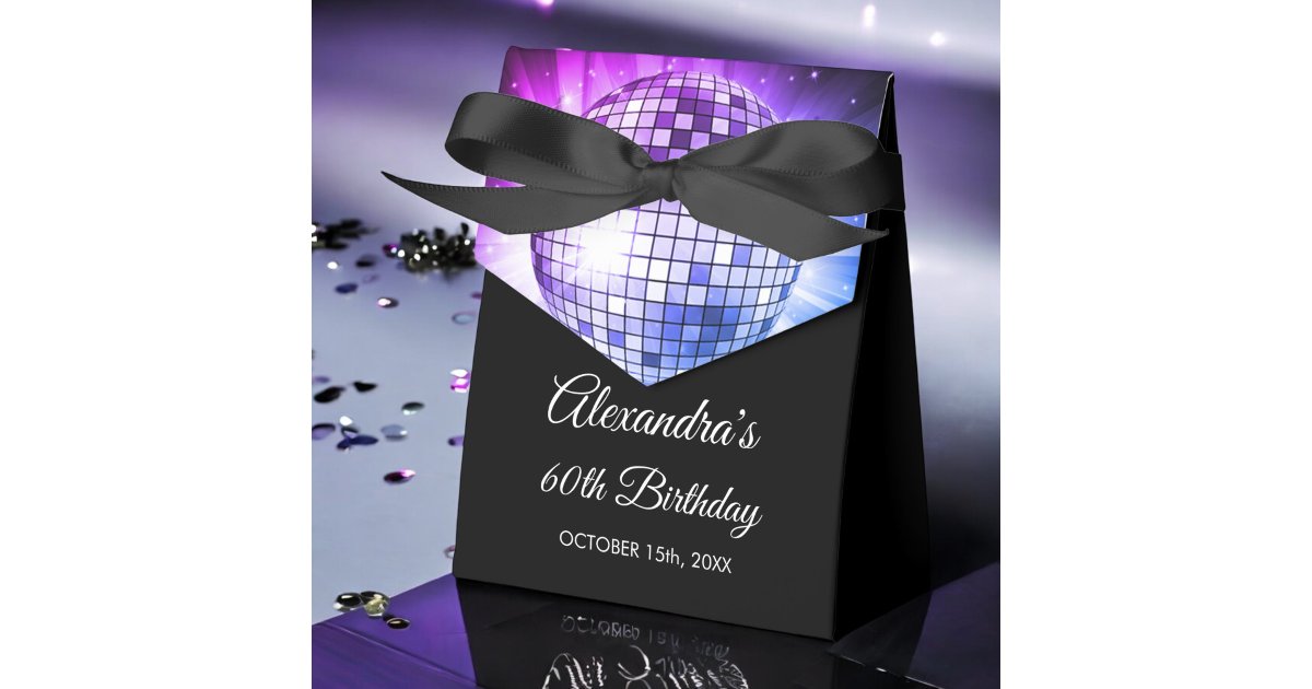 Purple 60th Birthday Party 70's Disco Ball Favor Boxes | Zazzle