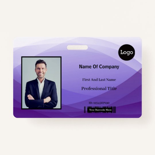 Purple Abstract Business Photo Identification ID Badge | Zazzle.com
