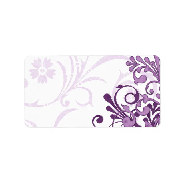 Purple Abstract Floral Wedding Blank Address Label | Zazzle