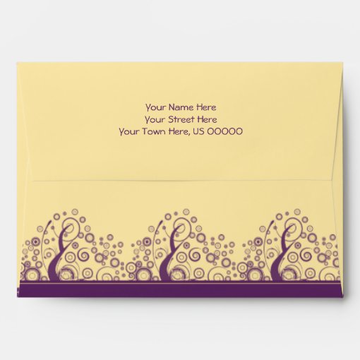 Purple Abstract Trees on Yellow Envelope | Zazzle