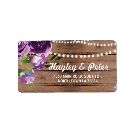 Purple Address Labels Stickers Wood Flowers | Zazzle.com