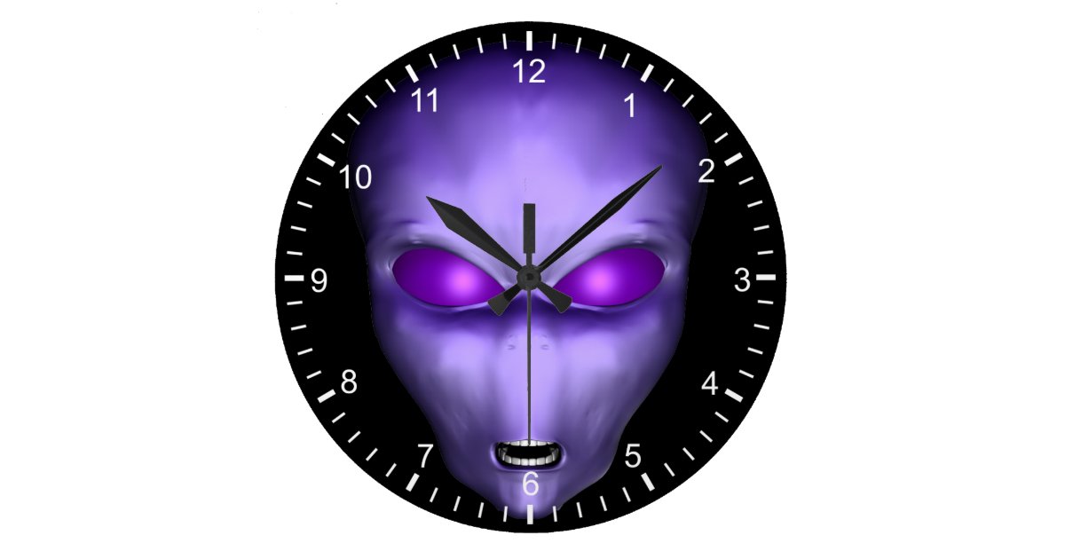 Purple Alien Face Large Clock | Zazzle.com