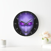 Purple Alien Face Large Clock | Zazzle