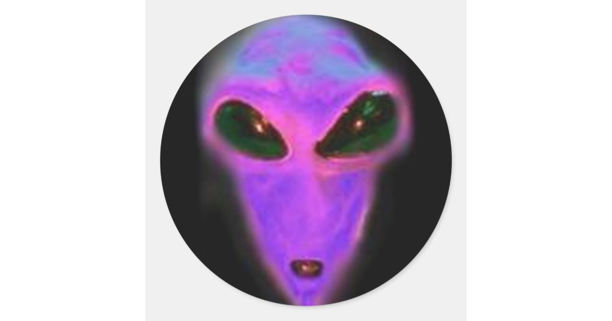 Purple alien head classic round sticker | Zazzle.com