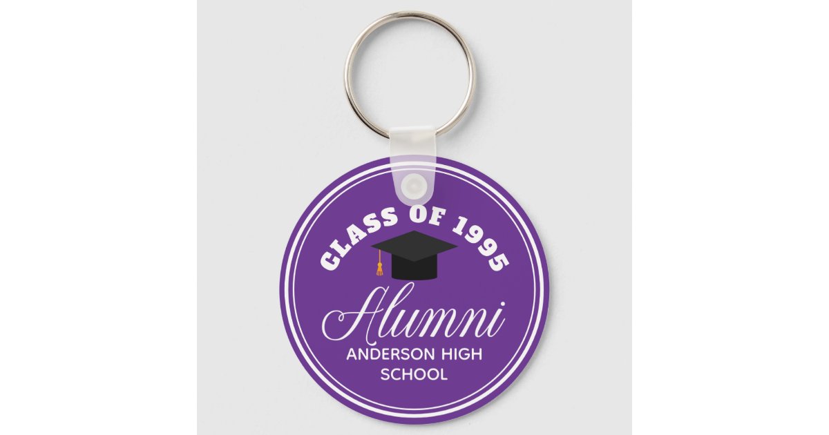Purple Alumni High School Reunion Personalized Keychain | Zazzle