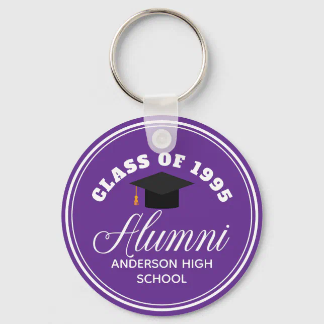 Purple Alumni High School Reunion Personalized Keychain | Zazzle