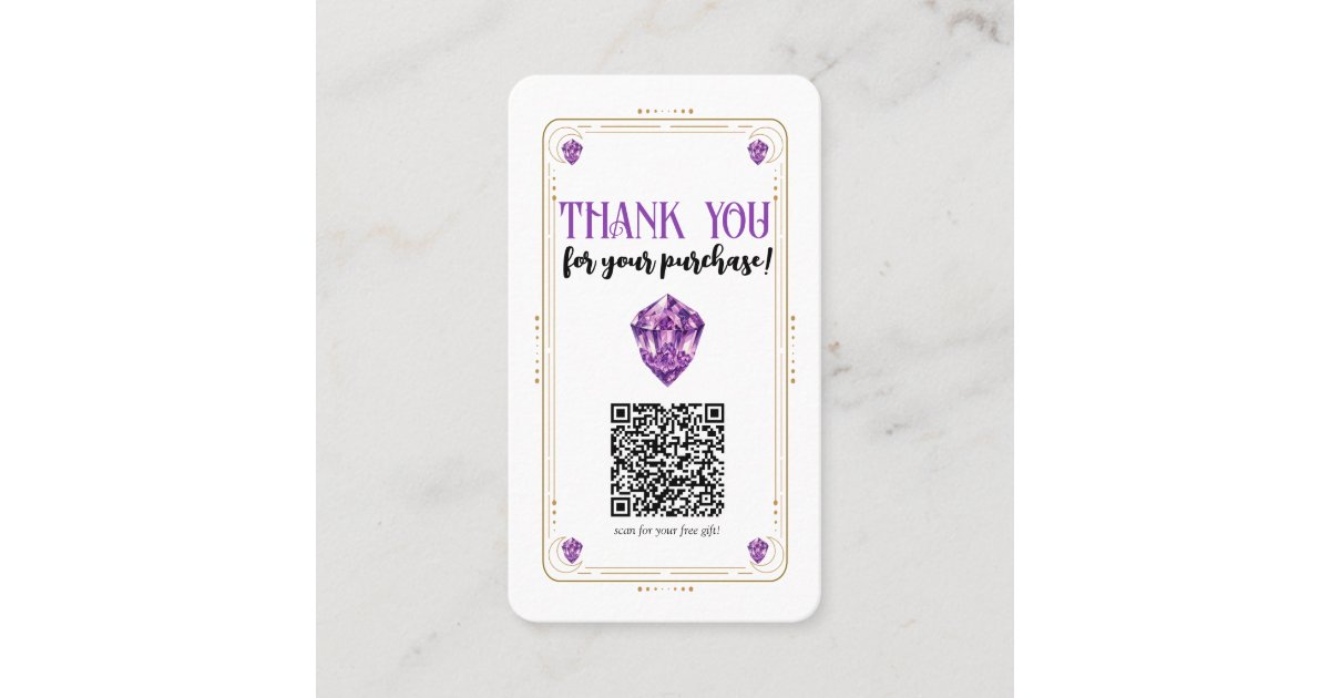 Purple Amethyst Crystal Gold Social Media QR Code Business Card | Zazzle
