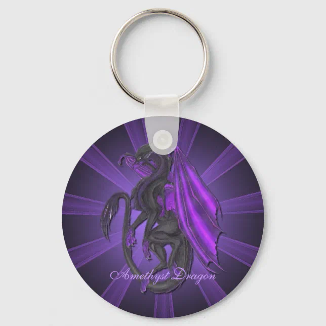 Purple Amethyst Dragon Key Chain | Zazzle
