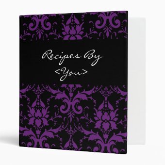 Purple and Black Damask Recipe Cook Book Binder | Zazzle