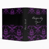 Purple and Black Damask Recipe Cook Book Binder | Zazzle
