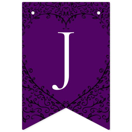Purple and Black Heart Gothic Wedding Bunting Bunting Flags | Zazzle