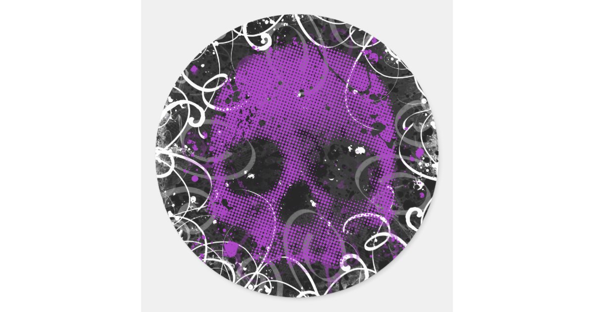 Purple and Black Skull Stickers | Zazzle